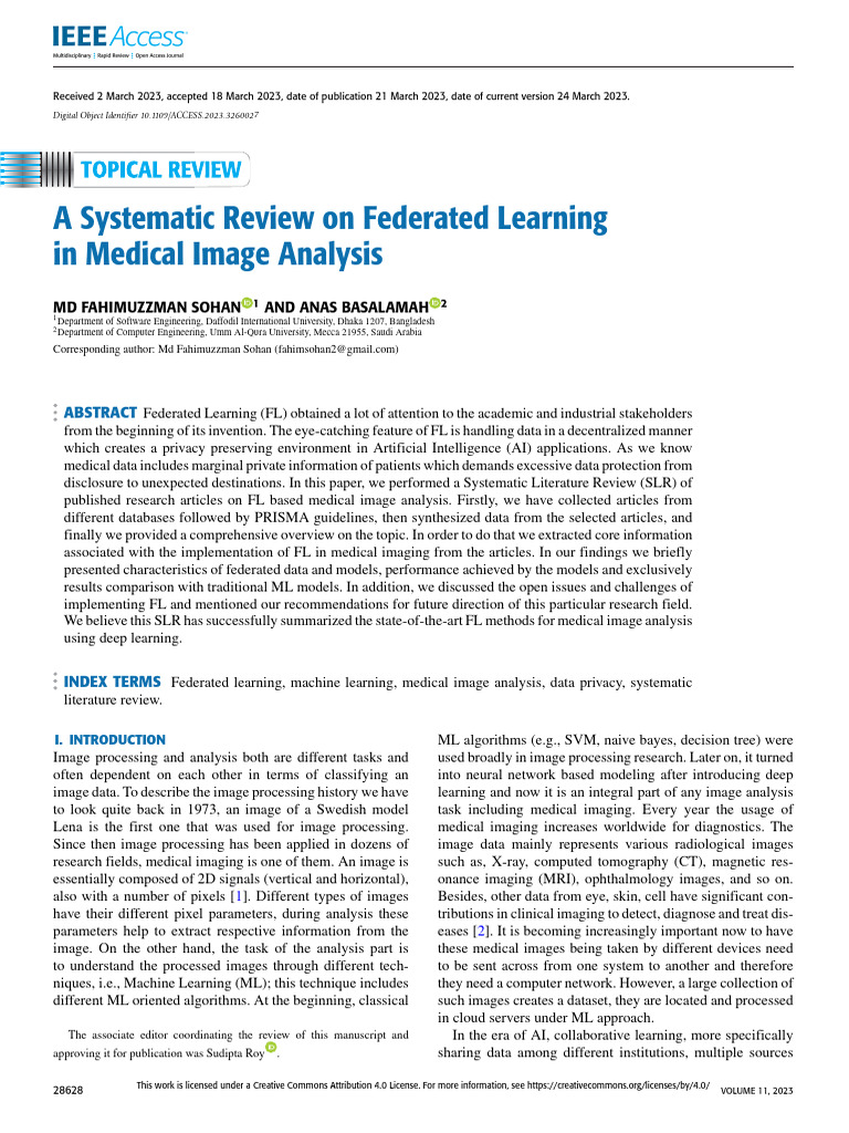 A Systematic Review On Federated Learning in Medical Image Analysis ...
