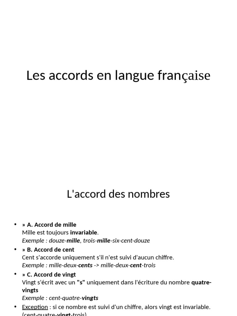 Les accords en français : règles essentielles | PDF | Sujet (Grammaire ...