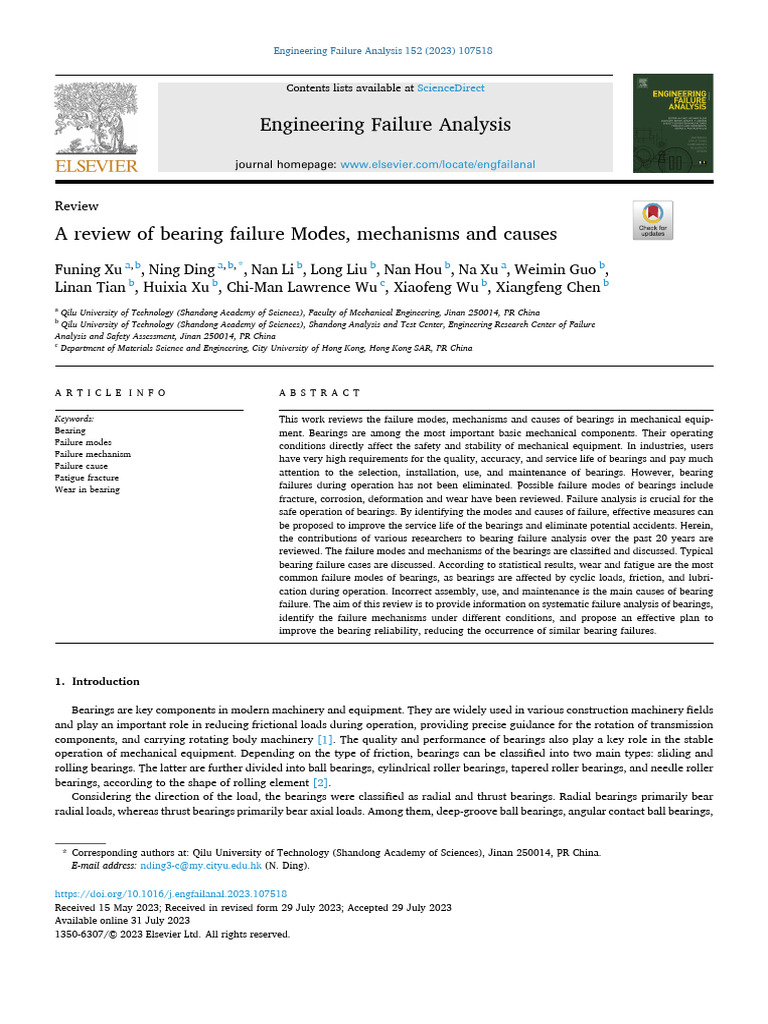 Review of Bearing Failure Modes | PDF | Wear | Bearing (Mechanical)