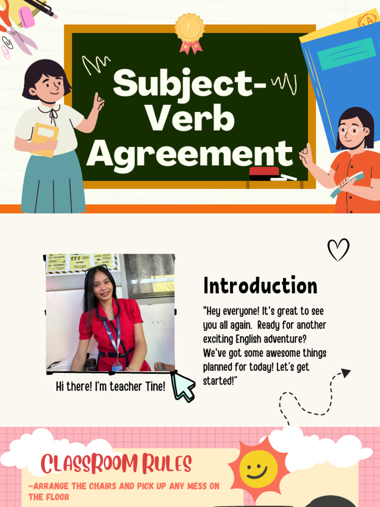 Subject Verb Agreement Educational Presentation in Colorful Playful ...
