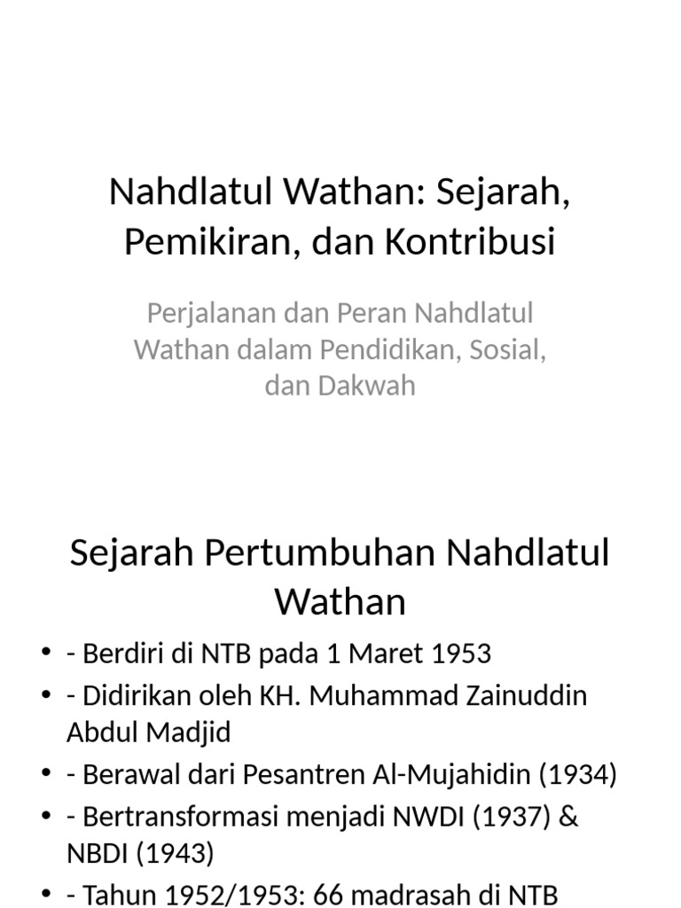 Sejarah dan Peran Nahdlatul Wathan | PDF
