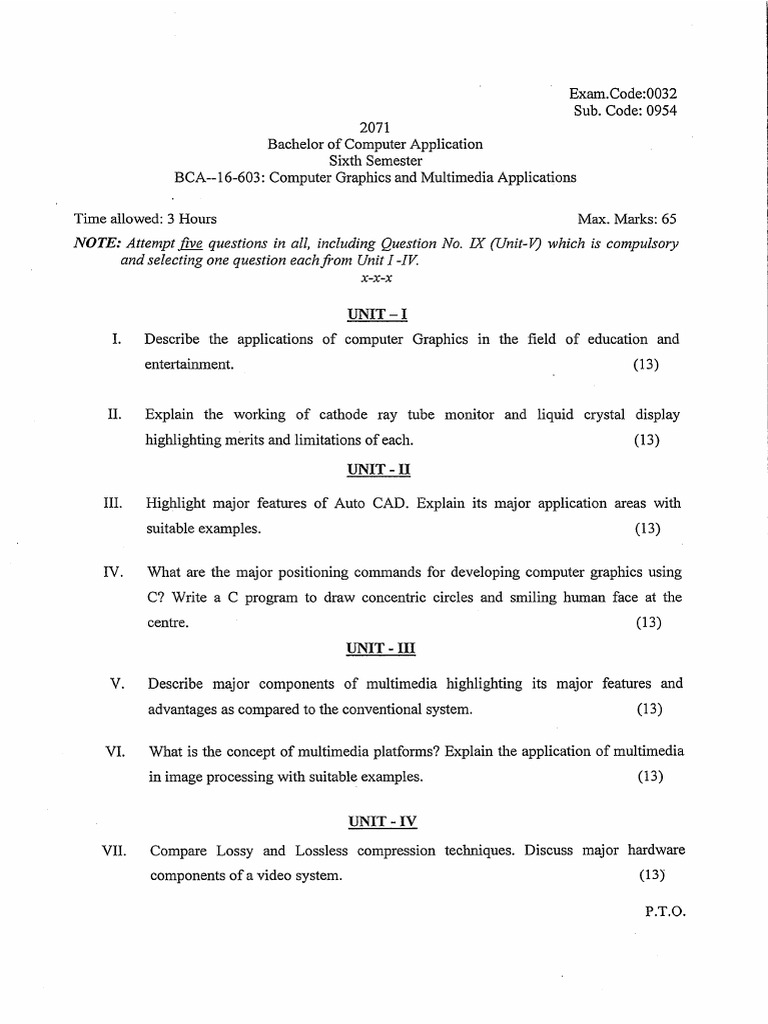 BCA - 6th Sem - BCA - 16-603 - COmputer Graphics and Multimedia ...