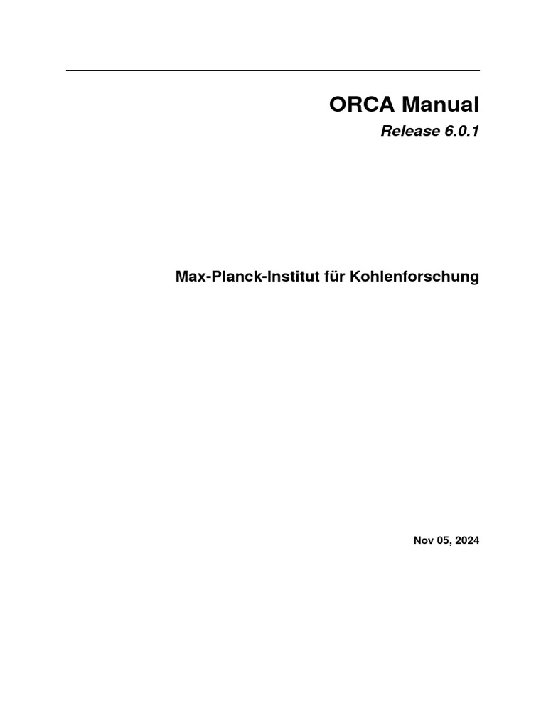 Orca Manual 6 0 1 | PDF | Spectroscopy | Molecular Orbital