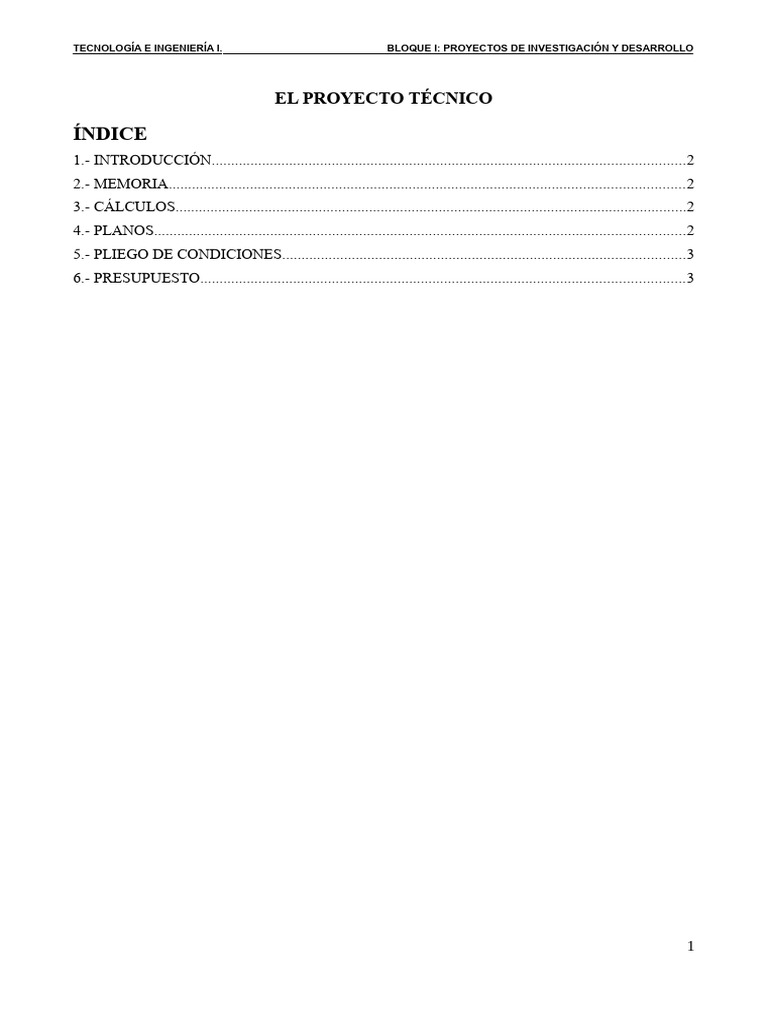 EL PROYECTO TÉCNICO | PDF | Diseño | Presupuesto