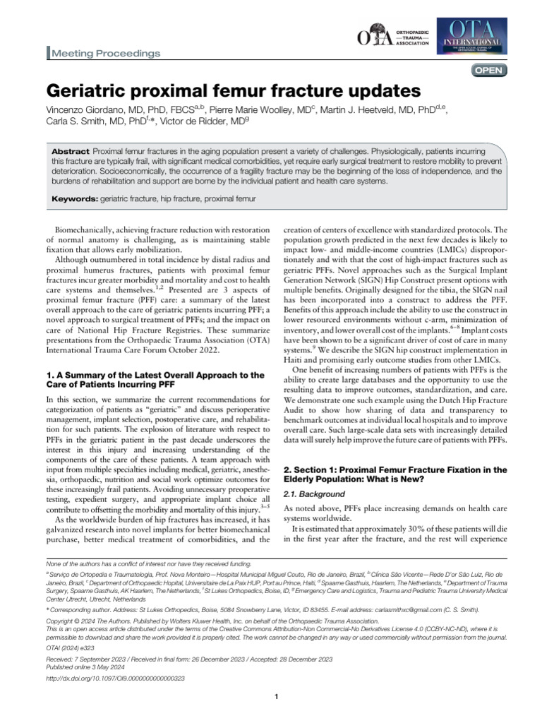 Geriatric Proximal Femur Fracture Updates | PDF | Geriatrics | Medical ...