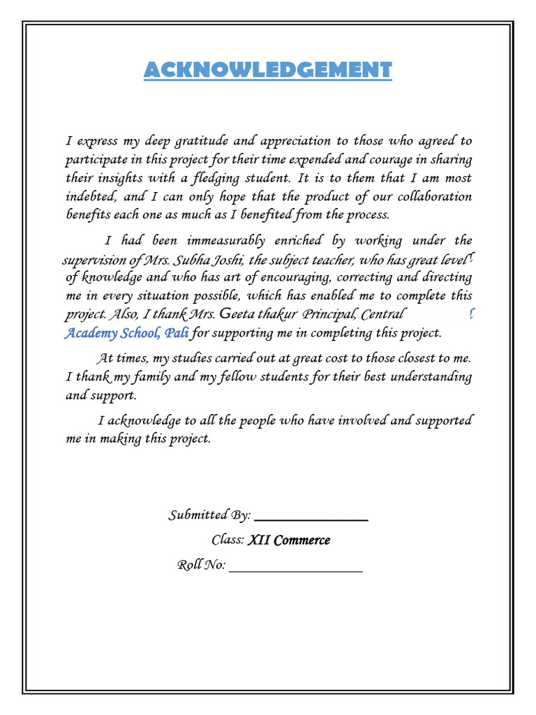 English Acknowledgement | PDF