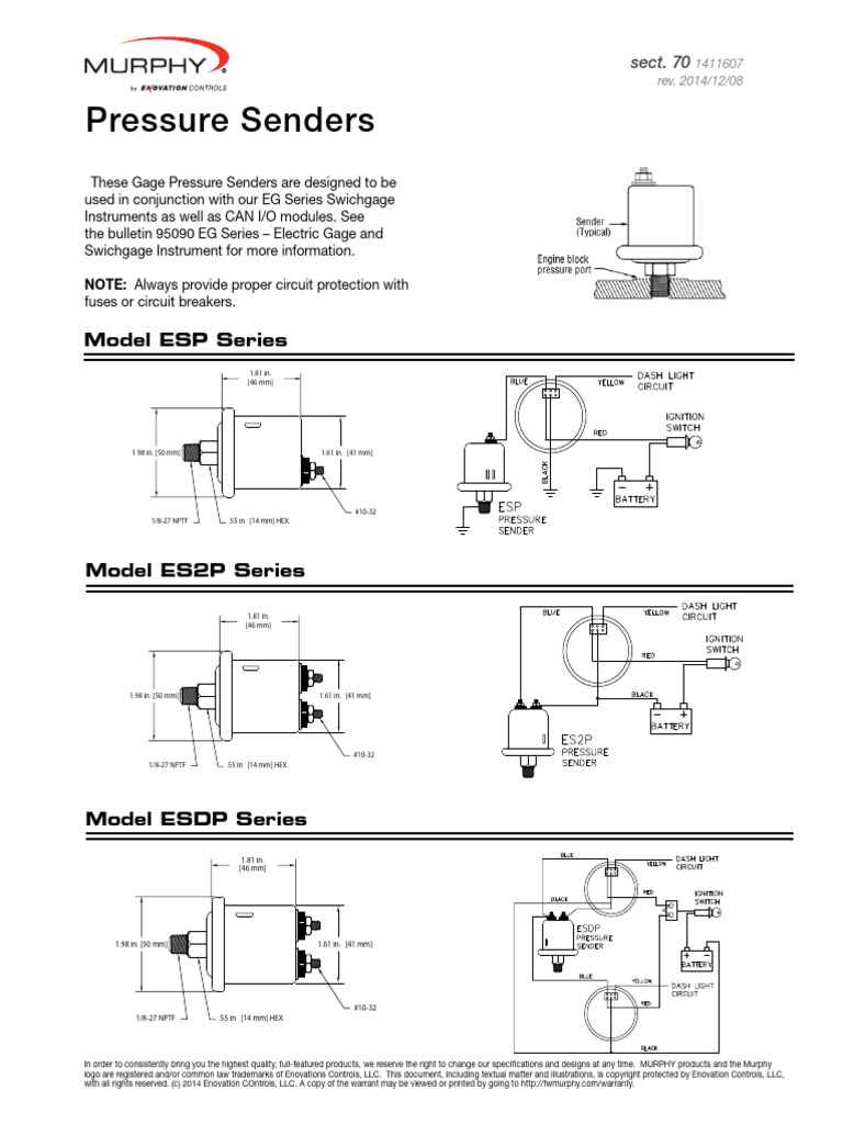 Pressure Senders: Model ESP Series | PDF | Calibration | Electronic ...