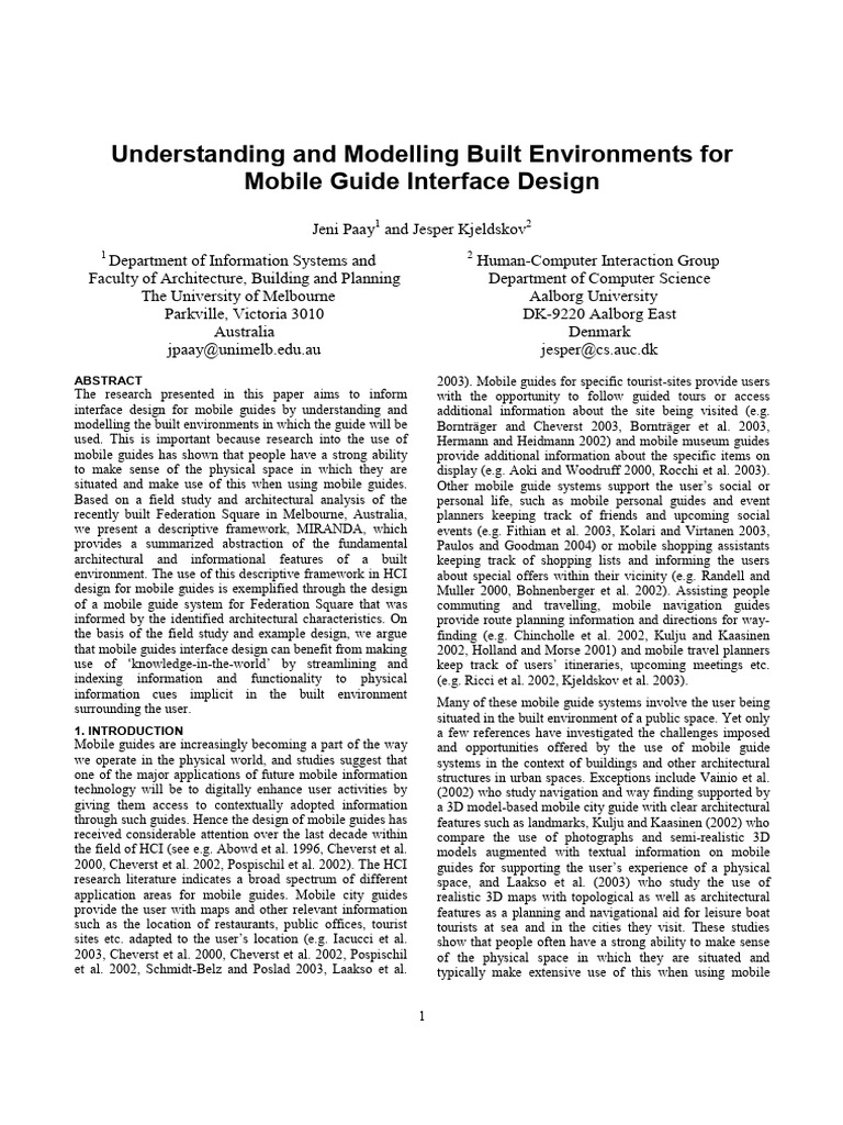 Mobile Guide Design for Built Environments | PDF | Information | Human ...