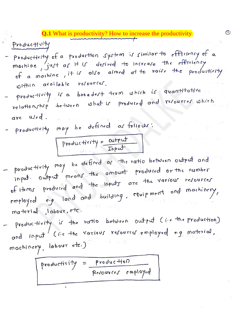 Unit 1 Introduction To Productivity Notes | PDF