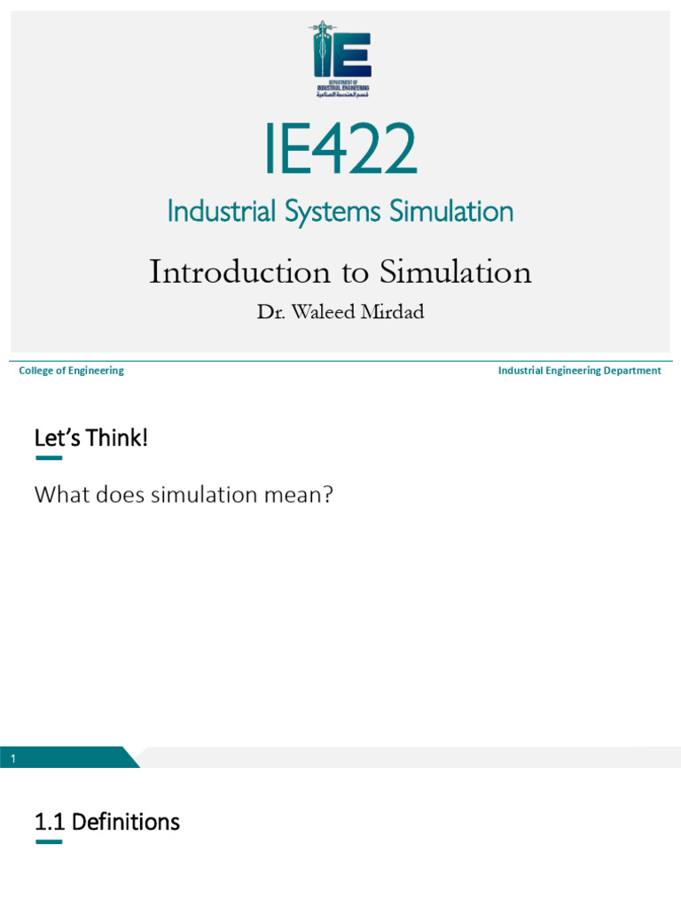 Introduction to Industrial Systems Simulation | PDF | Simulation ...
