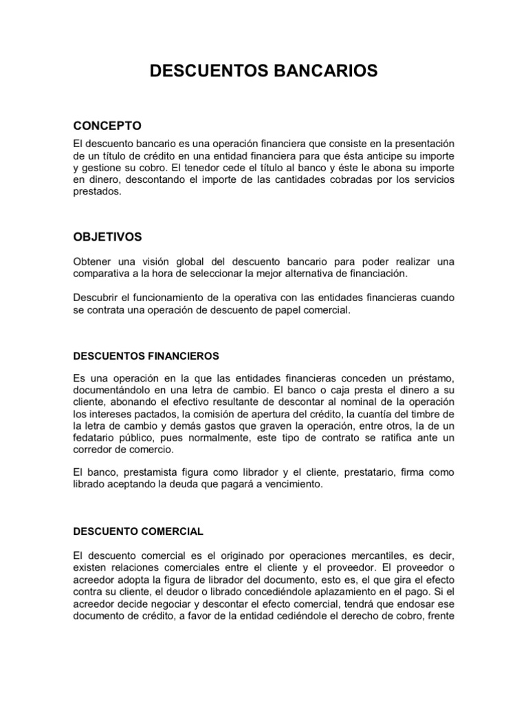 DESCUENTOS BANCARIOS