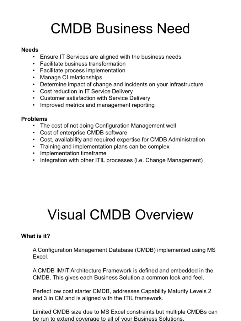 Visual CMDB Overview & Setup | PDF