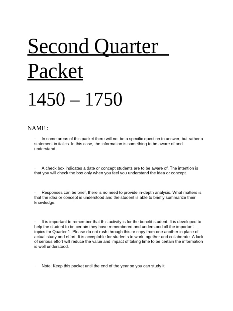 Second Quarter Packet | PDF | Mercantilism