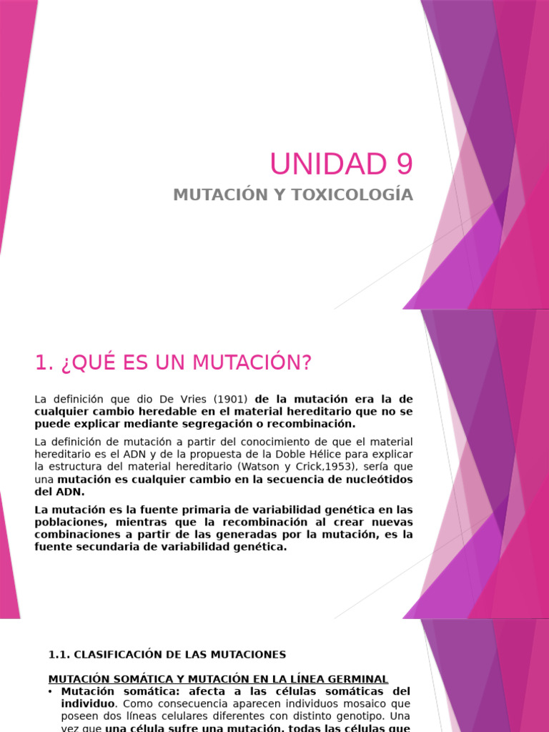 Unidad 9. Mutagenicidad y Toxicidad (1) | PDF | Mutación | Mutageno