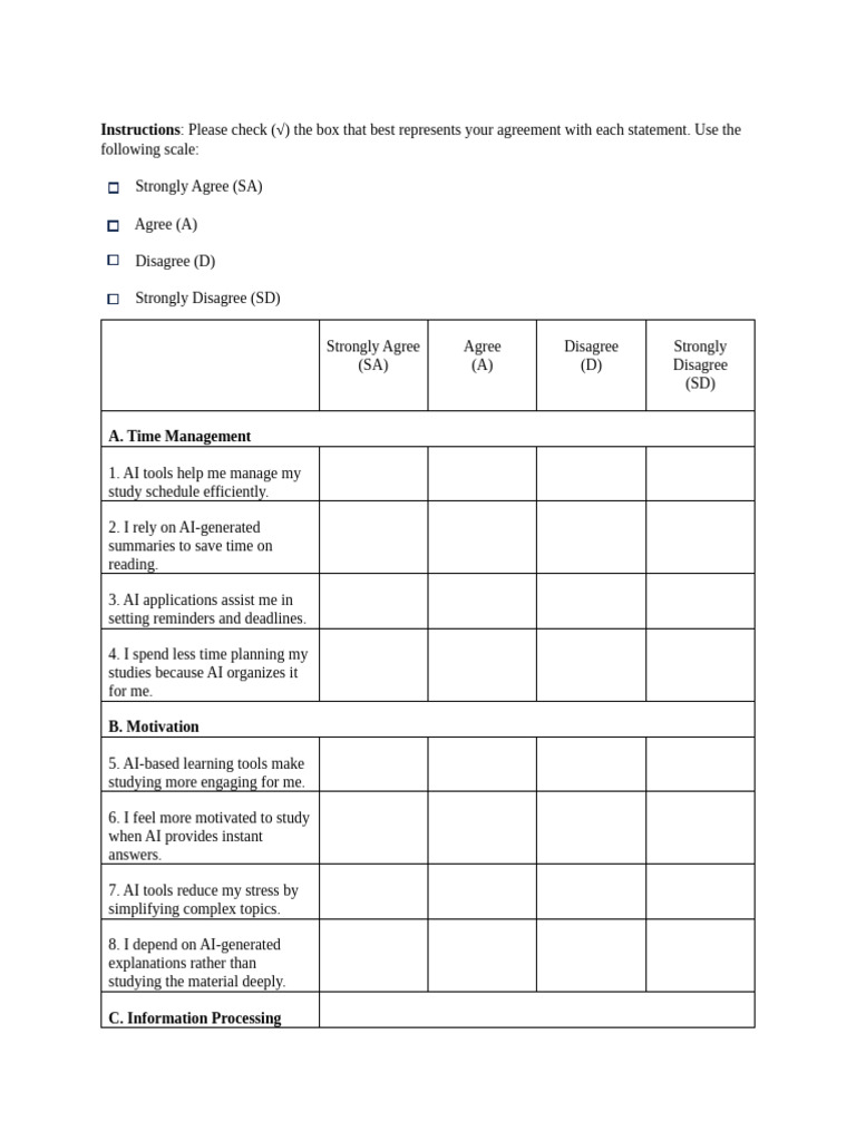 Ai Questionnaire | PDF