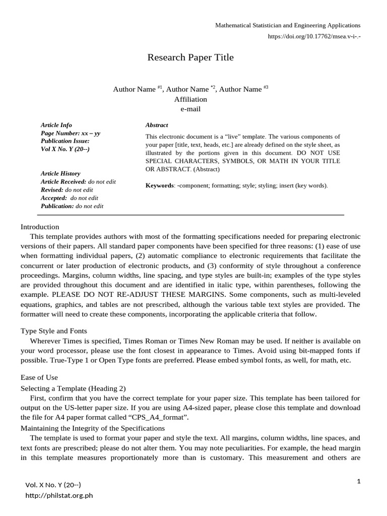 Paper Template | PDF | International System Of Units | Bracket