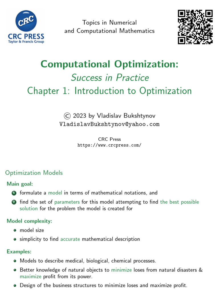 Computational OPT Book 2023 Chapter 01 | PDF | Mathematical Optimization | Mathematical Analysis