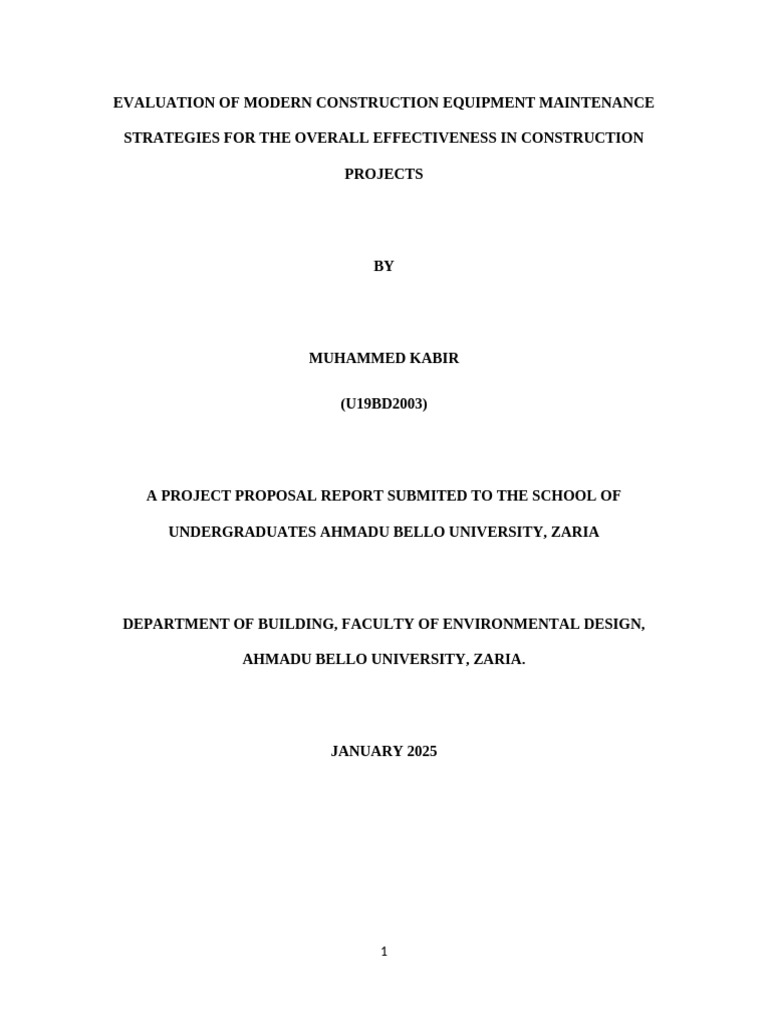 Evaluation of Modern Construction Equipment Maintenance Strategies For ...