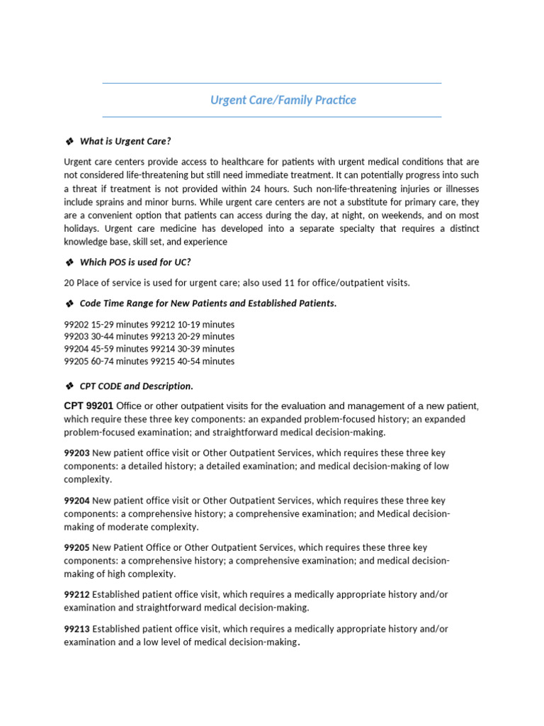 Urgent Care Coding Guidelines | PDF | Patient | Medicine