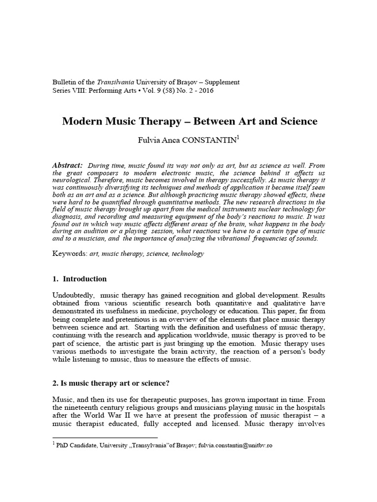 Modern Music Therapy Between Art and Sci | PDF | Positron Emission ...