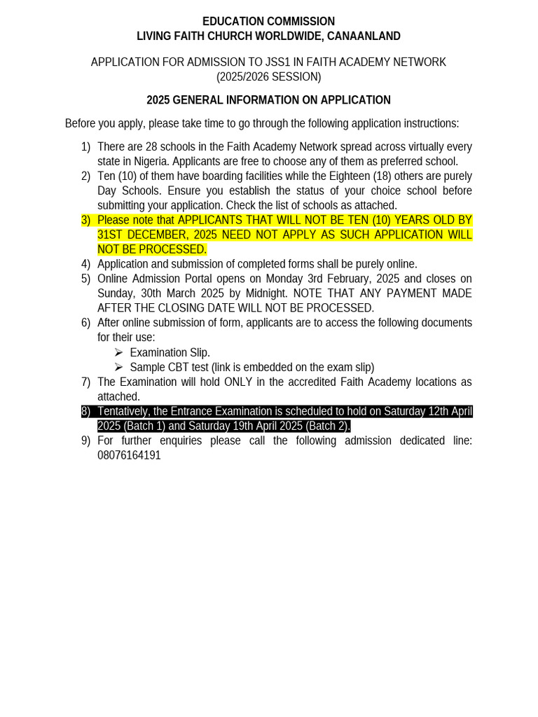 JSS1 Admission Guide for 2025-26 | PDF