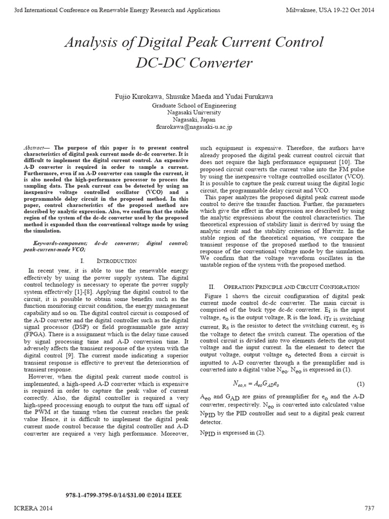 Analysis of Digital Peak Current Control DC-DC Converter | PDF ...