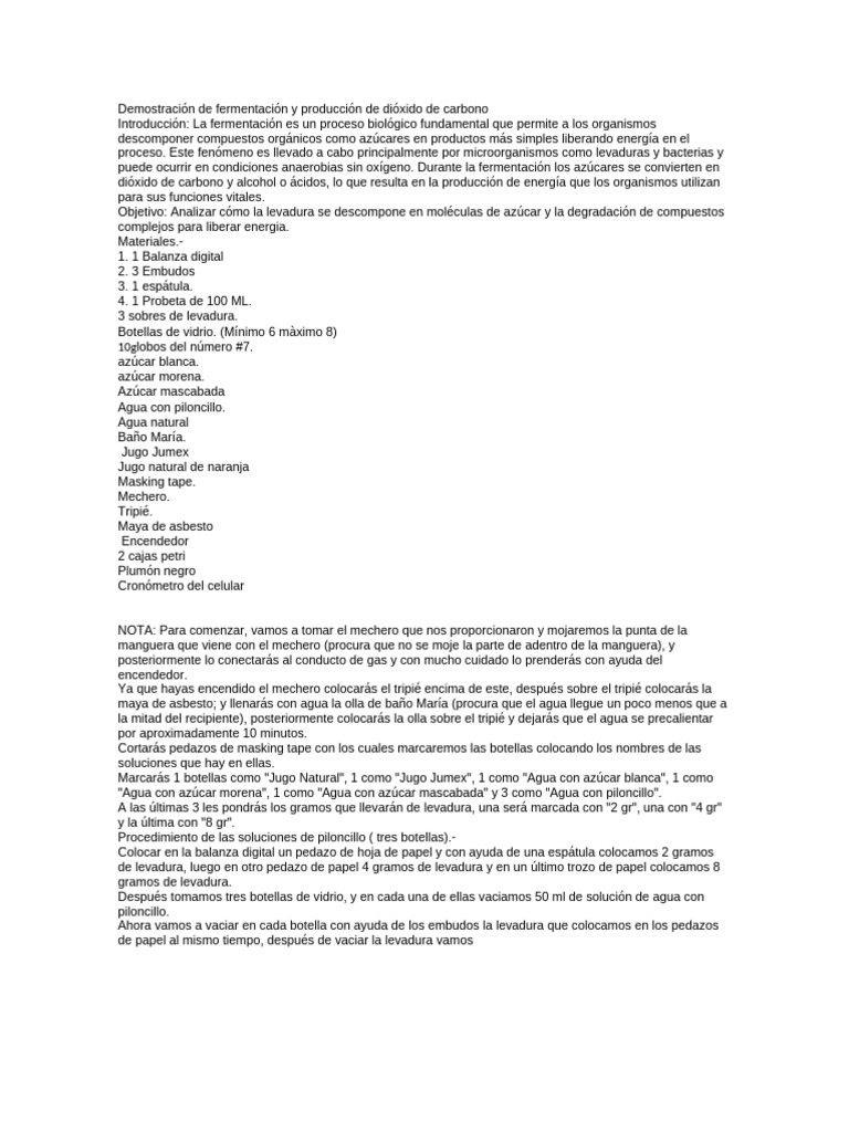 Levaduras Biologia Pdf Fermentación Agua