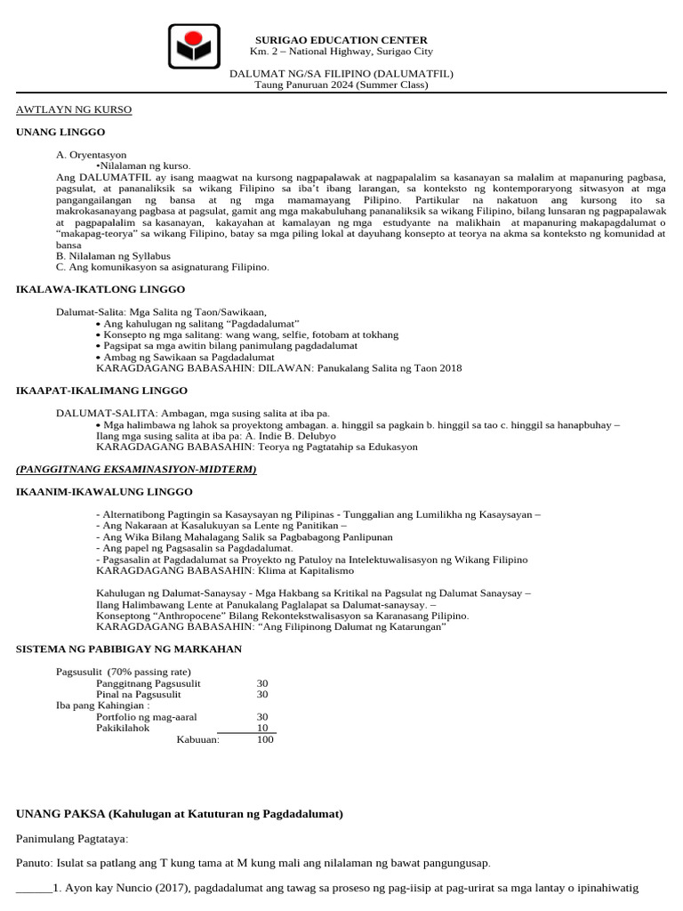 AWTLAYN NG KURSO | PDF