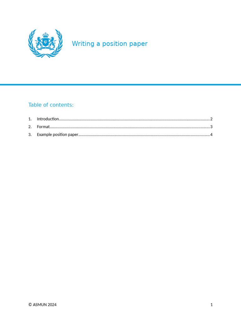 Writing A Position Paper ASMUN 2024 | PDF