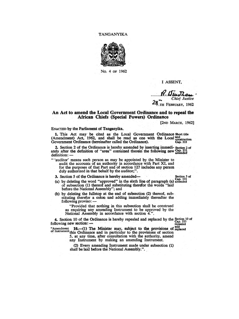 4-1962 The Local Government Ordinance (Amenment) Act | PDF