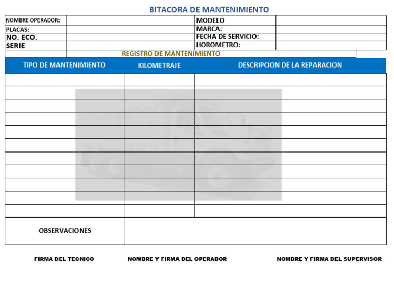 Bitacora de Mantenimiento | PDF