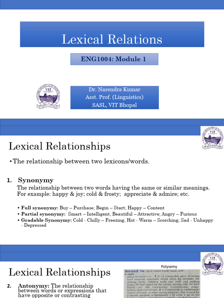 Lexical Relations | PDF