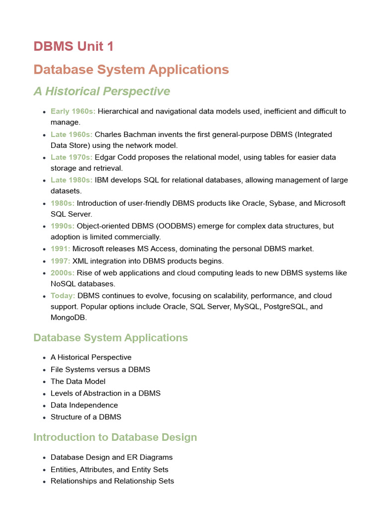 DBMS-Unit1-alt | PDF | Databases | Database Design