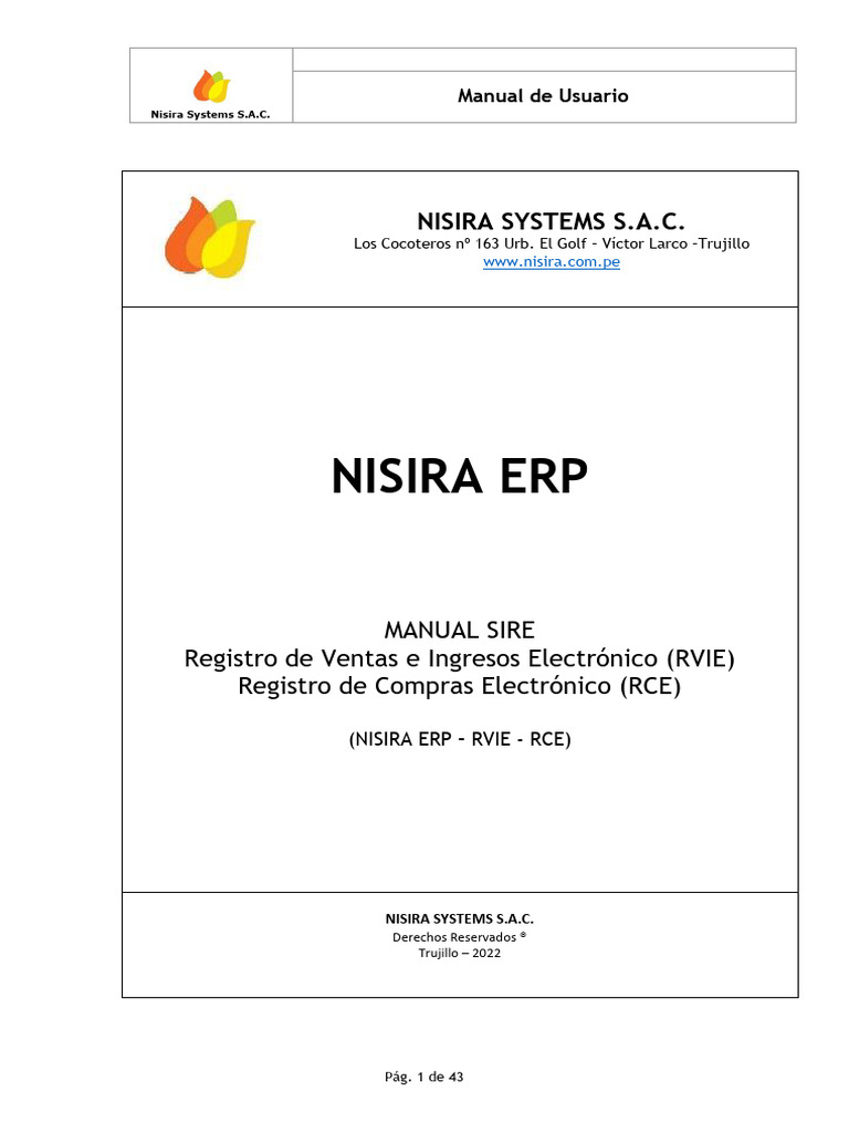 SIRE - Nisira ERP - Manual RVIE - RCE-1 | PDF | Planificación de recursos empresariales ...