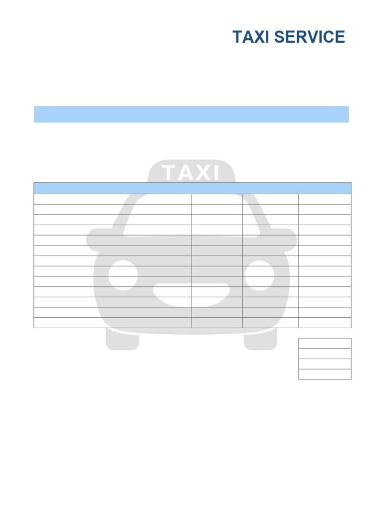 Taxi Service Invoice Template | PDF