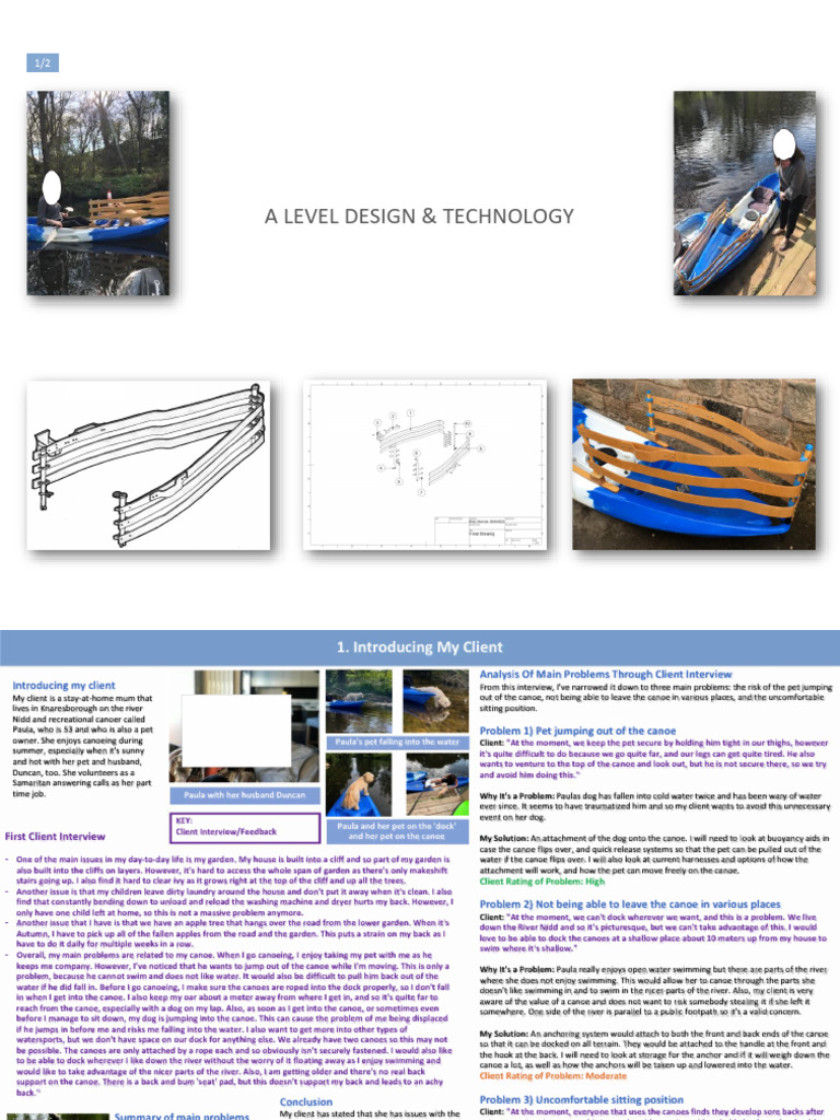 A Level DT - Exemplar Material - Canoe Dog Guard - 116 Marks ...