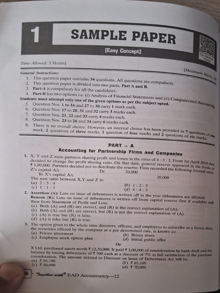 acc sample paper 1 | PDF | Balance Sheet | Accounting