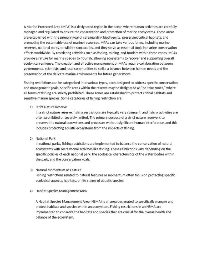 A Marine Protected Area | PDF | Protected Area | Conservation Biology