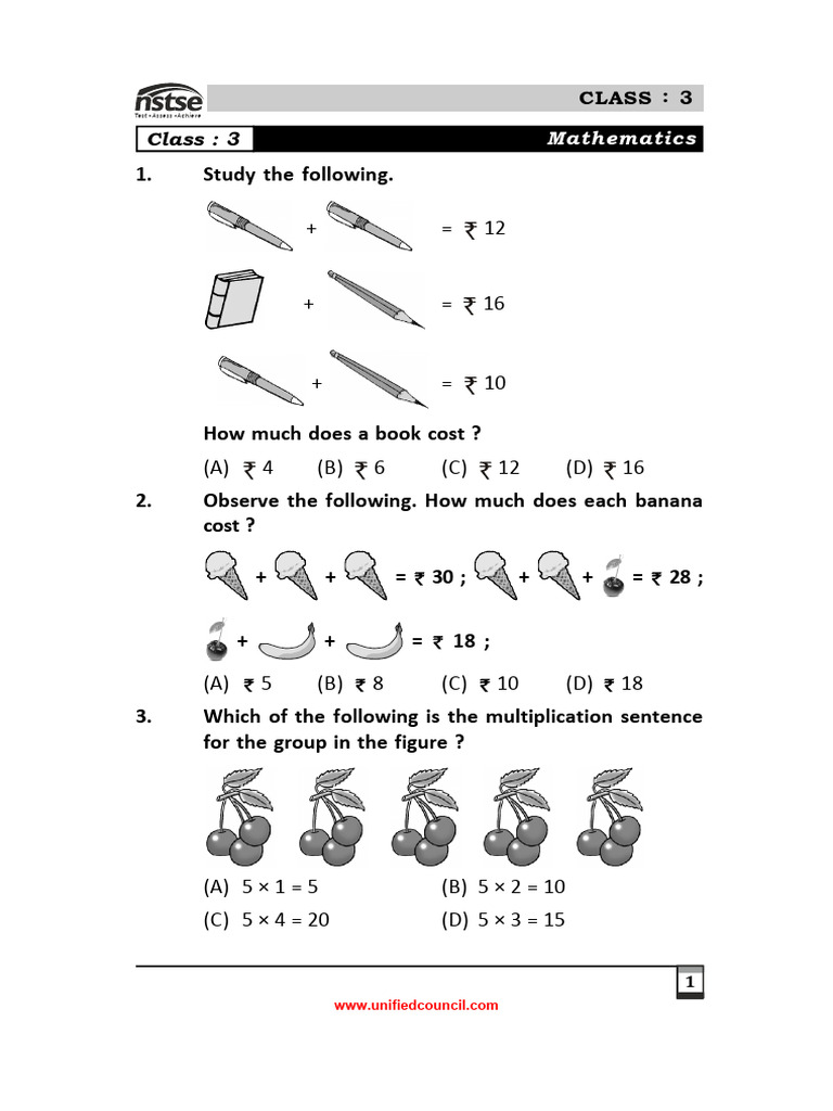 Class 3 Math and Science Test Questions | PDF