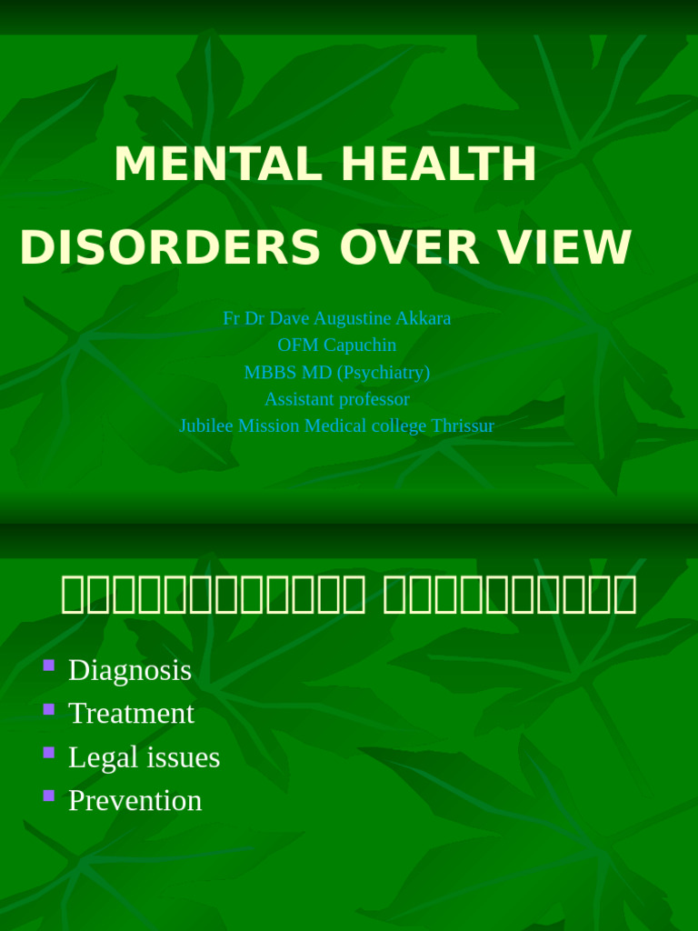 Overview of Mental Health Disorders | PDF | Mental Disorder ...