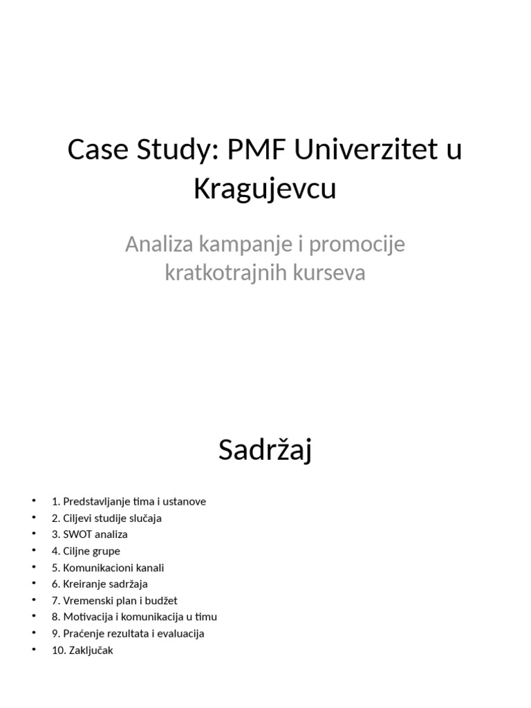 PMF Case Study Prezentacija | PDF