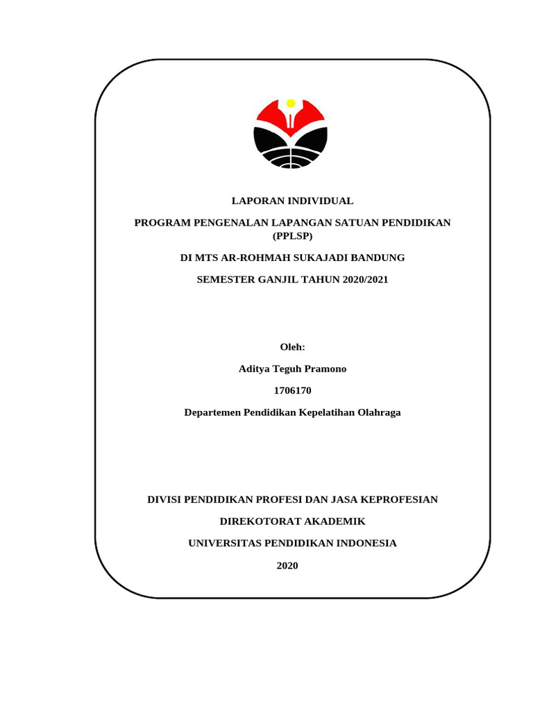 Aditya Teguh Pramono Laporan Individual PPLP | PDF