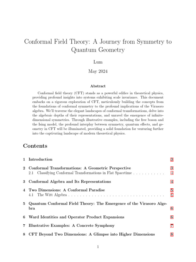 Conformal Field Theory: Symmetry & Quantum Geometry | PDF | Physics | Theoretical Physics