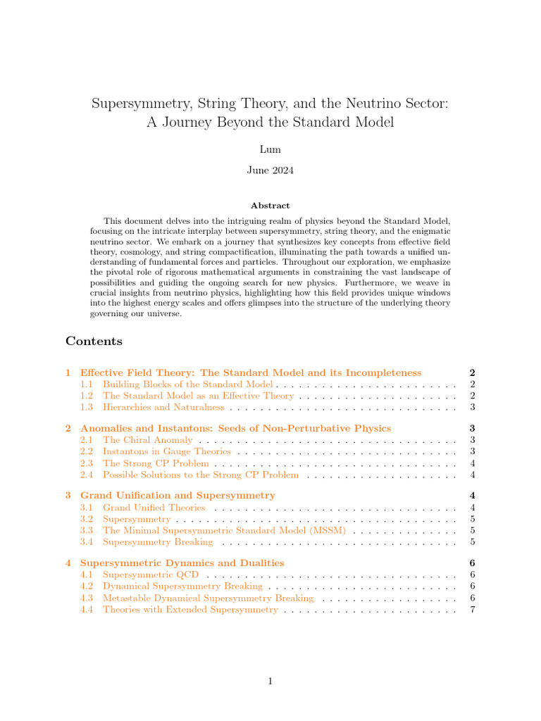Supersymmetry, String Theory, and The Neutrino Sector: A Journey Beyond The Standard Model | PDF ...