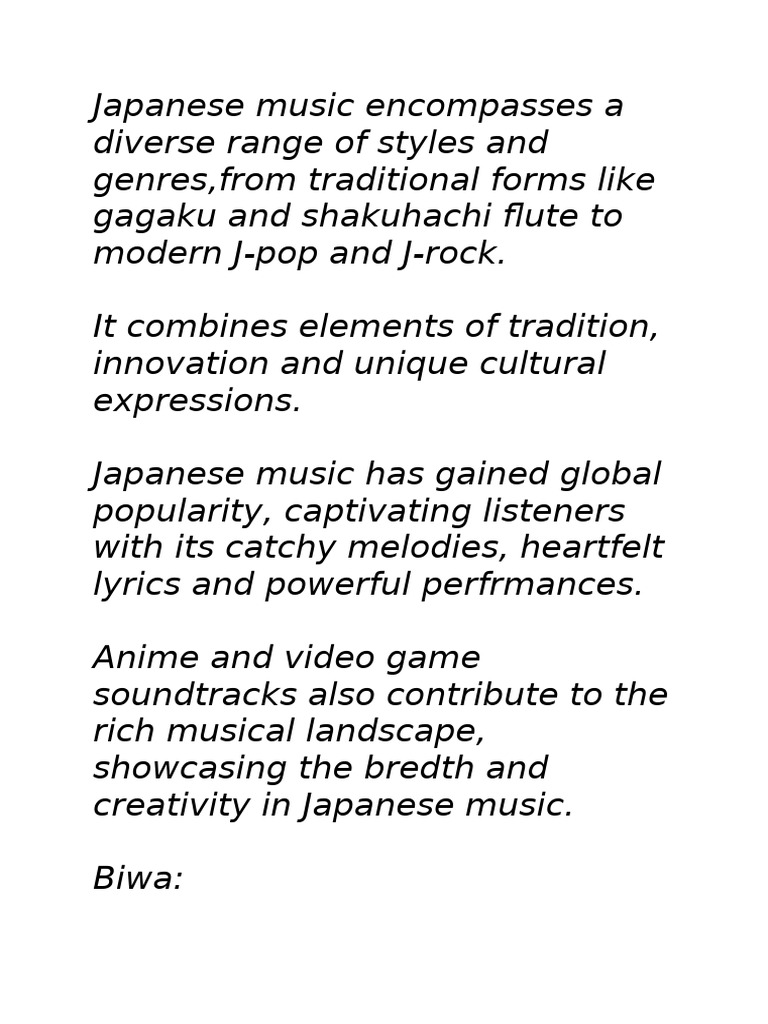 Japanese Music Encompasses A Diverse Range of Styles and Genres | PDF