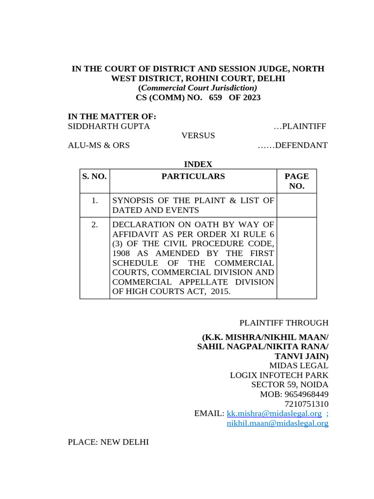 Declaration On Oath - Alu-Ms & Ors | PDF | Affidavit | Lawsuit