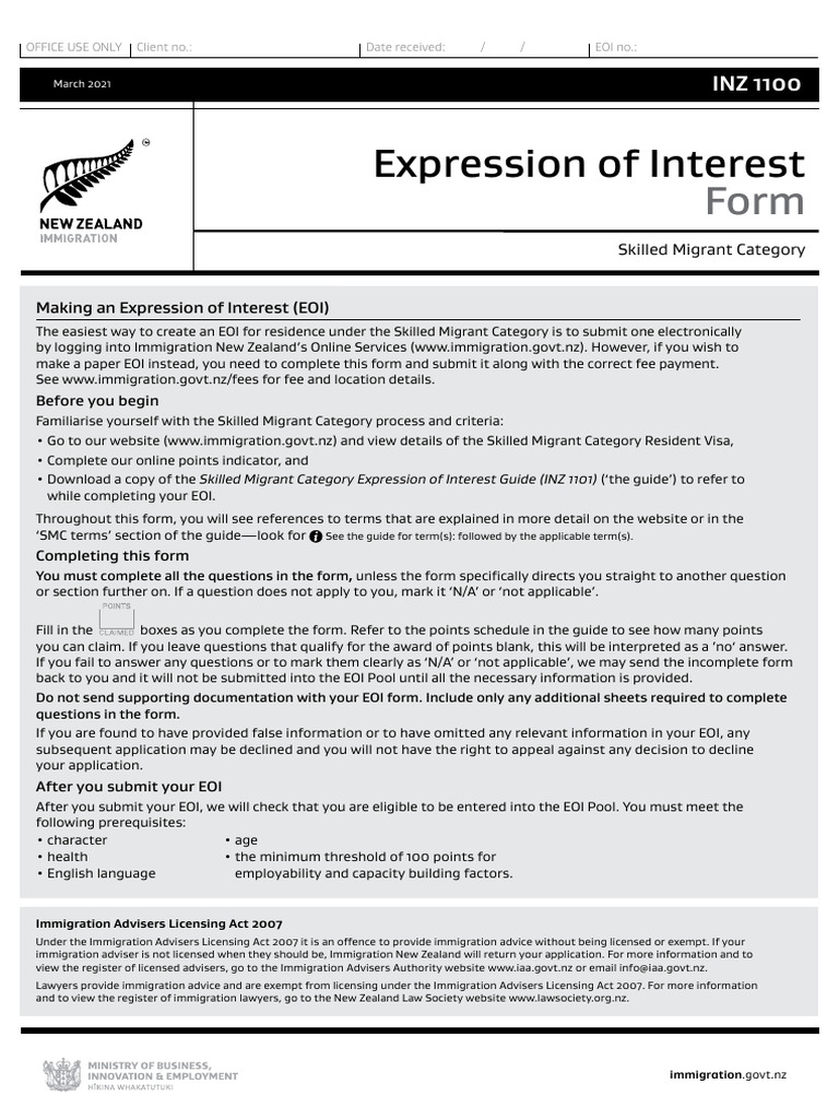 Patel Divyang Alpeshkumar Eoi Form Inz | PDF | International English ...