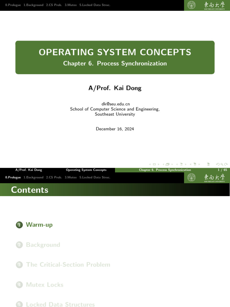 OSC___CH06___Process_Synchronization | PDF | Thread (Computing) | Operating System