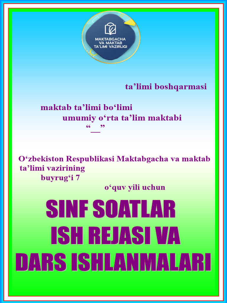 10 Sinf Sinf Soati Ish Reja Va Konspekti N | PDF