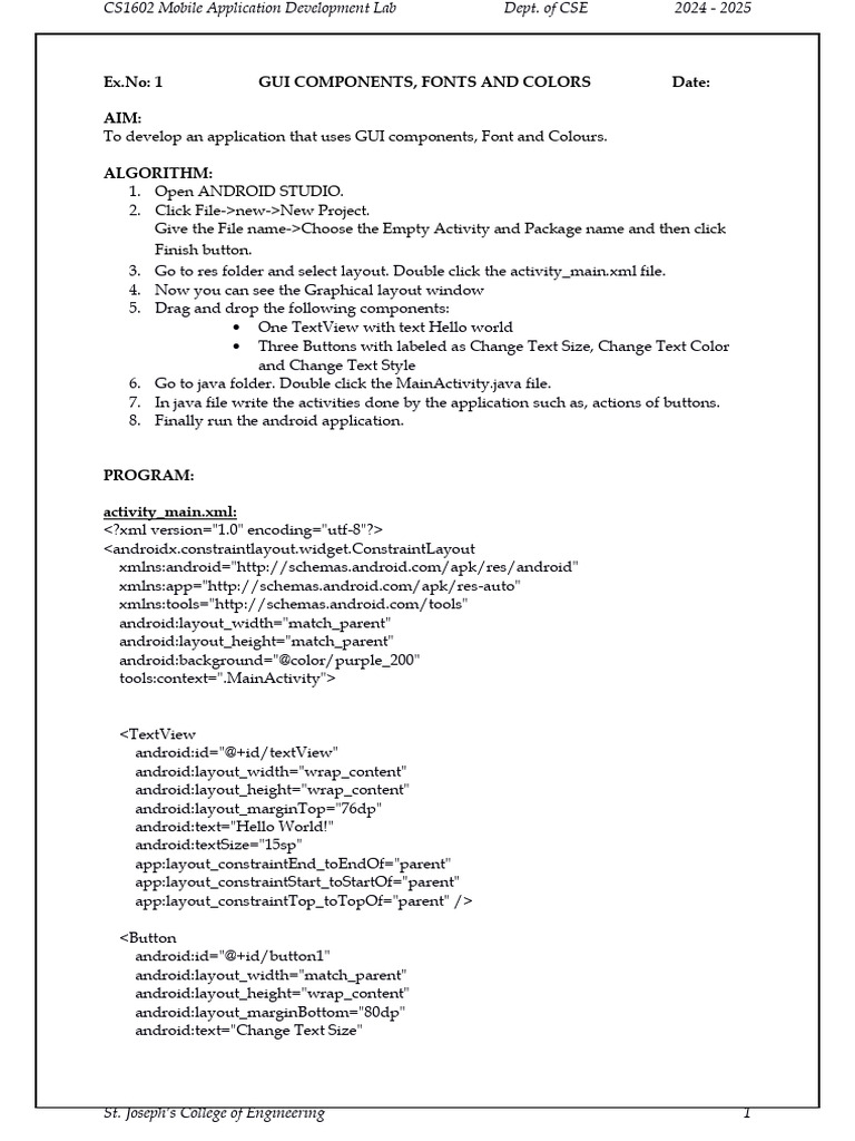 MAD LAB Manual | PDF | Typefaces | Android (Operating System)